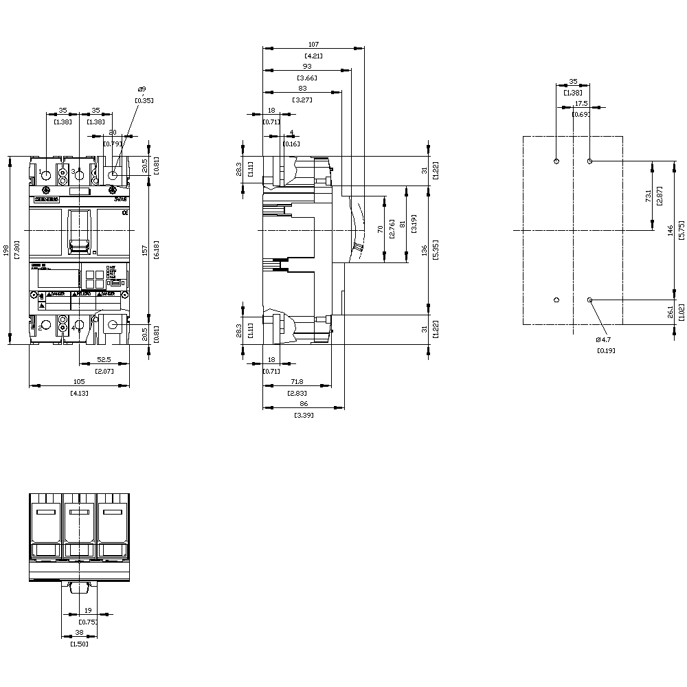 Siemens 3VA61155KM310AA0 | 3VA6115-5KM31-0AA0, Leistungsschalter, UL ...