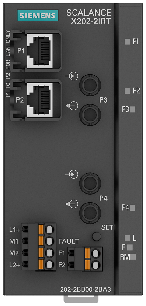SCALANCE X202-2IRT, managed Layer 2 switch, 2x RJ45, 2x multimode BFOC ...